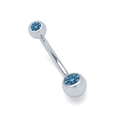 Titanium Navel Curved Gem Barbell - Internally Threaded