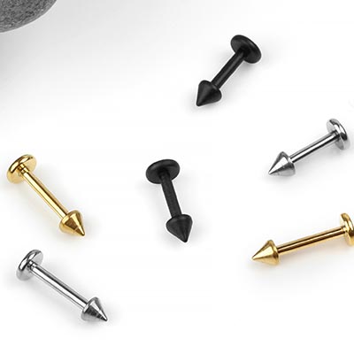 Pvd Plated Black Steel Labret With Cone | Spike