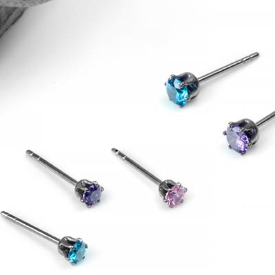 Titanium Bezel Set Opal Stud Earrings