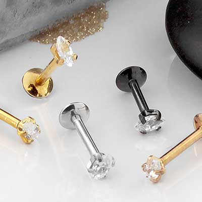 Threadless Steel Micro Gem Labret