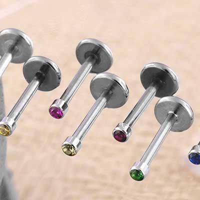 Labret studs with fancy ends | Gem labrets