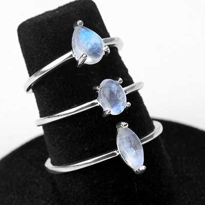 Rainbow Moonstone Heart Ring