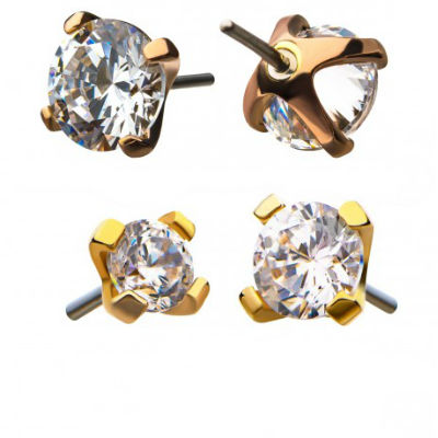 14k Gold Faceted Prong Set Threadless End