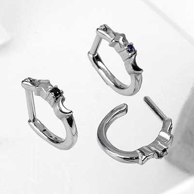 Titanium Side-Set Gem Clicker Ring