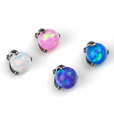 Titanium Internally Threaded Three Prong Set Gem End