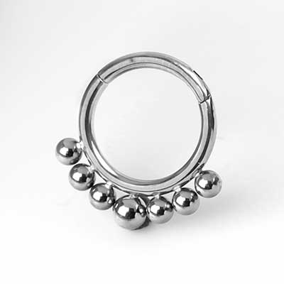 Implant Grade Titanium 5 Tri Bead Cluster Clicker Ring