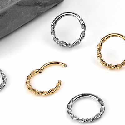 Double Hoop Hinged Clicker Ring