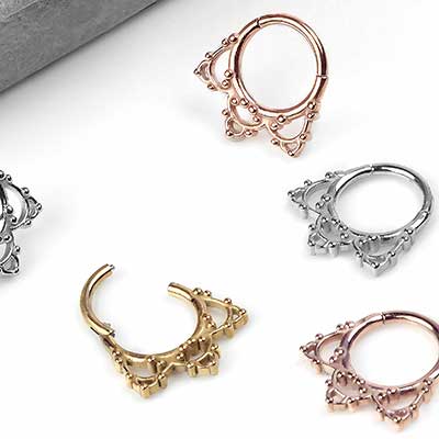 Steel Filigree Heart Septum Clicker Ring