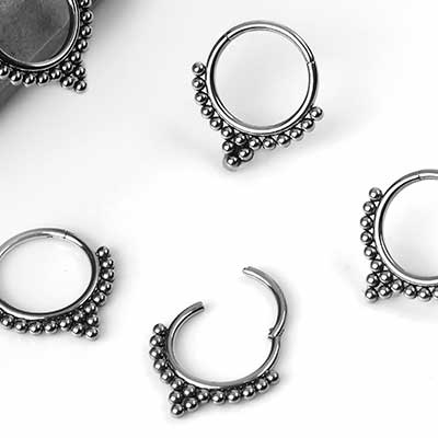 Titanium Beaded Triple Stack Clicker