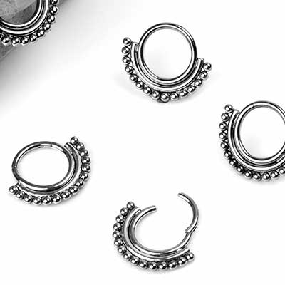 Titanium Beaded Triple Stack Clicker