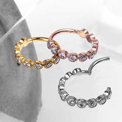 Titanium Side-Set Gem Clicker Ring