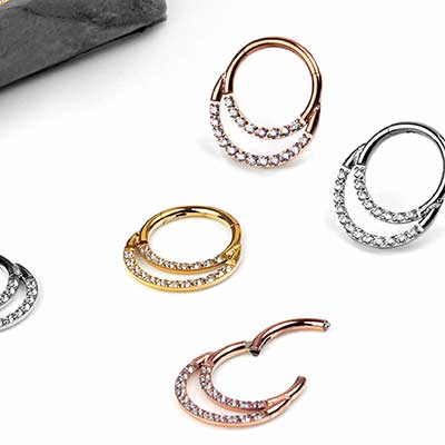 Titanium Gem Clicker Ring