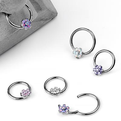 Titanium Side-Set Gem Clicker Ring