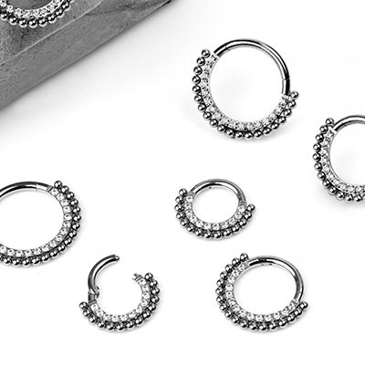 Titanium Dainty Micro Beaded Clicker Ring | Nose | Cartilage