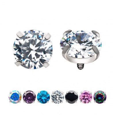 Custom Order Titanium Threadless Bezel-set Faceted Gem End