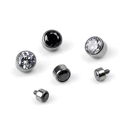 Titanium Bezel Set Synthetic Opal Disc Threaded Ends