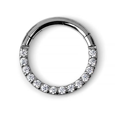 Titanium Side-set Gem Clicker Ring