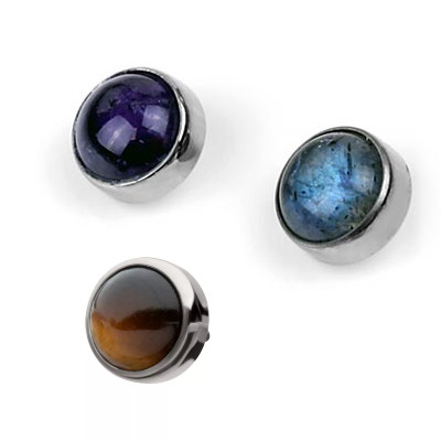 Titanium Bezel Set Synthetic Opal Disc Threaded Ends