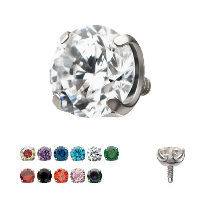 Titanium Bezel Set Synthetic Opal Disc Threaded Ends