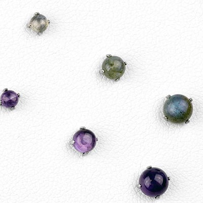 Titanium Bezel Set Natural Stone Threaded End