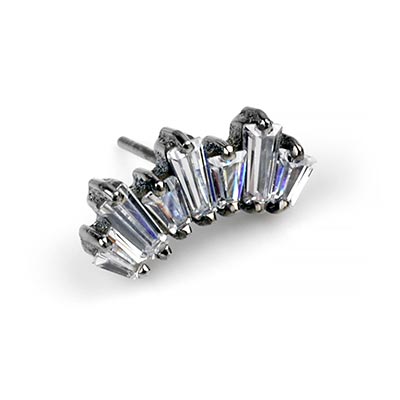Titanium 3-cluster Slant Baguette Gem End