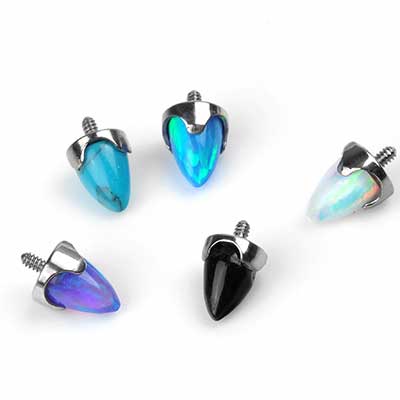 Titanium Bezel Set Synthetic Opal Disc Threaded Ends