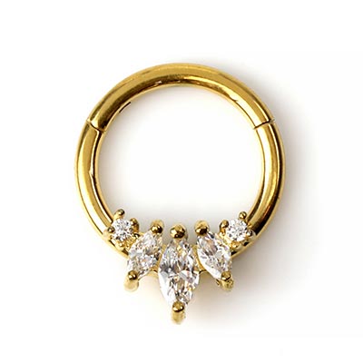 Titanium Gemmed and Beaded Clicker Ring