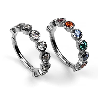 Titanium Bezel Set Clicker Ring