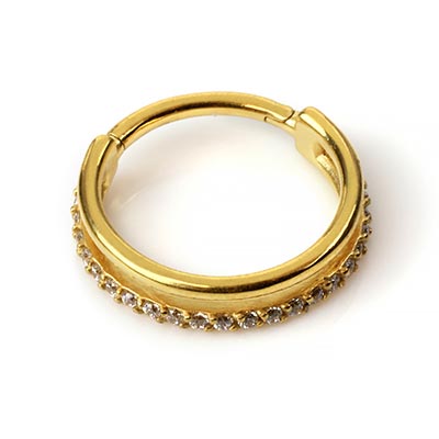 Titanium Side-Set Gem Clicker Ring