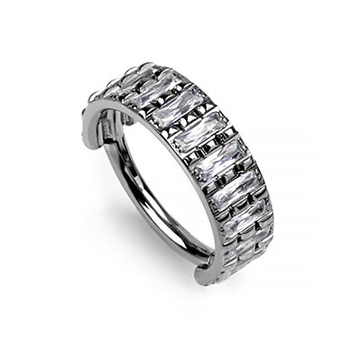 Titanium Side-Set Gem Clicker Ring