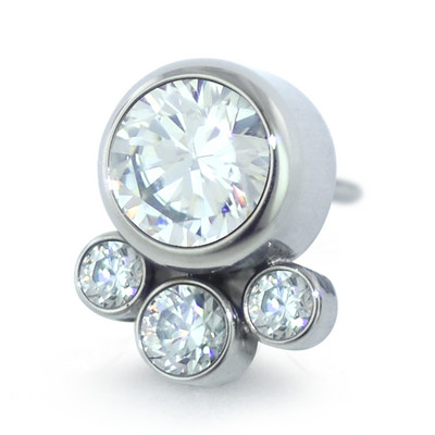 Custom Order Titanium Two Cabochon Clusters Threadless End