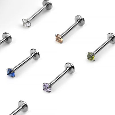 Steel Labret With Micro Gem For Diverse Piercing Types