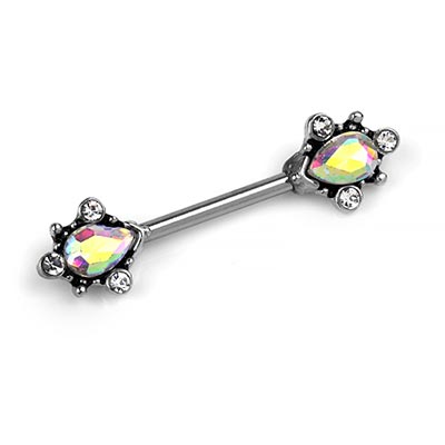 Steel Gem Petal Nipple Barbell