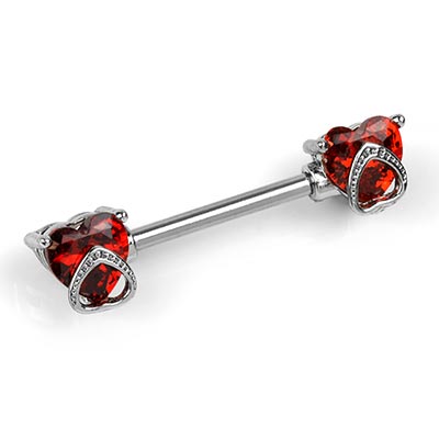 Steel Heart Gemmed Nipple Barbell