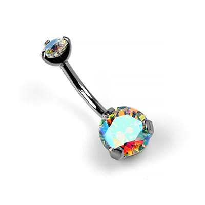 Titanium Rectangle Gem Navel