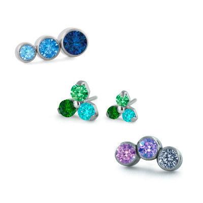 Custom Order Titanium Threadless Bezel-set Faceted Gem End