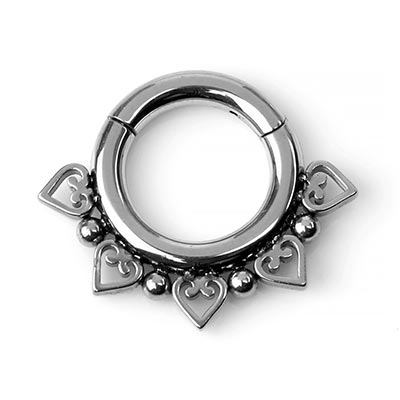 Steel Beaded Heart Septum Clicker
