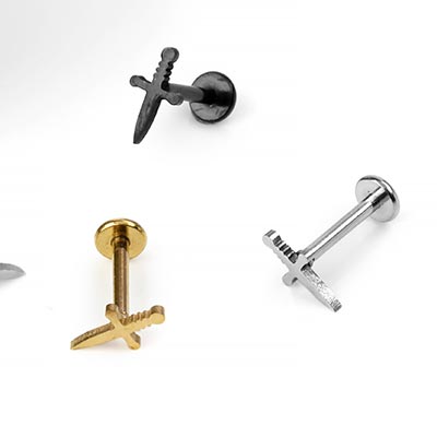 PVD Plated Black Steel Labret with Cone | Spike