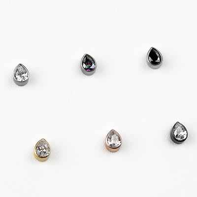 Titanium Threadless Bezel Set Faceted Gem End