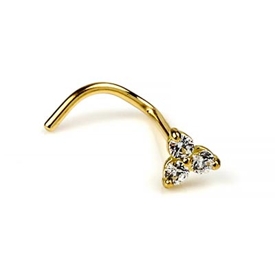 Steel Three Gem Nosescrew | Nose Ring