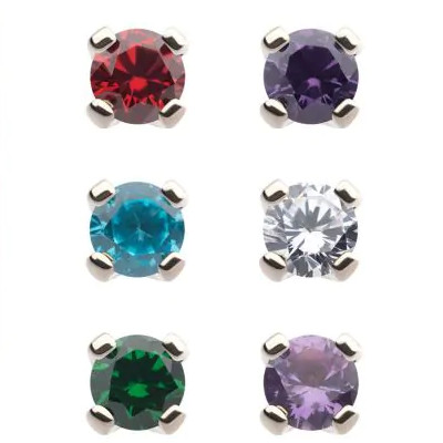 Custom Order Titanium Threadless Bezel-set Faceted Gem End