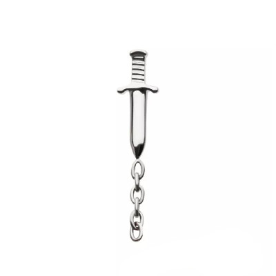 Custom Order Titanium Dagger Ends With Dangle Teardrop Gem