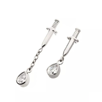 Custom Order Titanium Dagger Ends With Dangle Chain