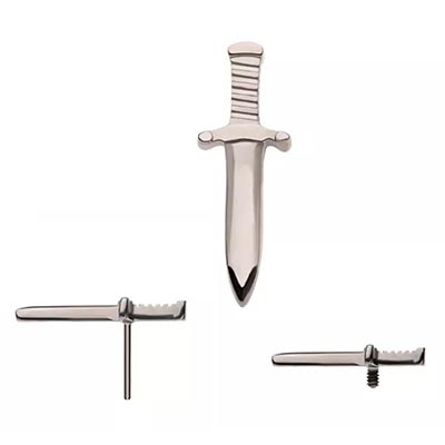 Titanium Chained Opal Dagger Threadless End