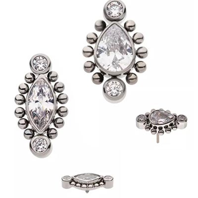 CUSTOM ORDER Titanium Dangle Gem End