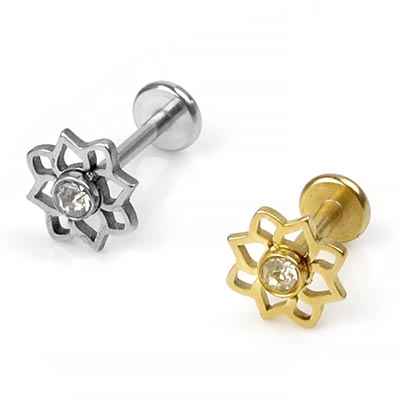 Steel Labret With Micro Gem For Diverse Piercing Types