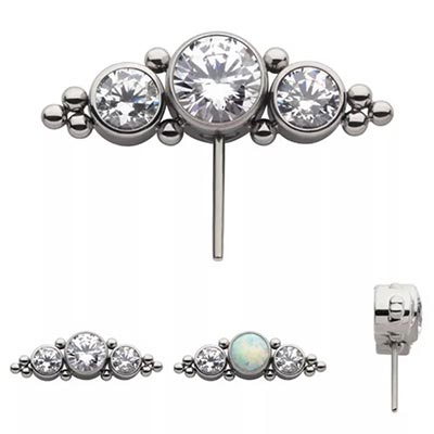 Custom Order Titanium Threadless Bezel-set Cabochon End