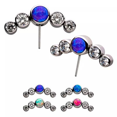 Custom Order Titanium Threadless Bezel-set Faceted Gem End