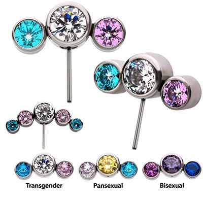 Titanium Threadless Flower End | Gem