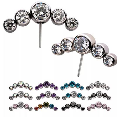 Custom Order Titanium Threadless Bezel-set Faceted Gem End